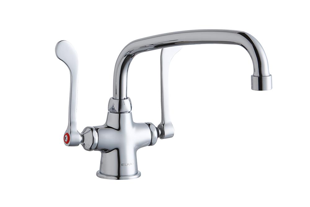 Elkay 1 Hole Faucet 10" Arc Tube Spout 6" Wristblade Handles Chrome | Elkay